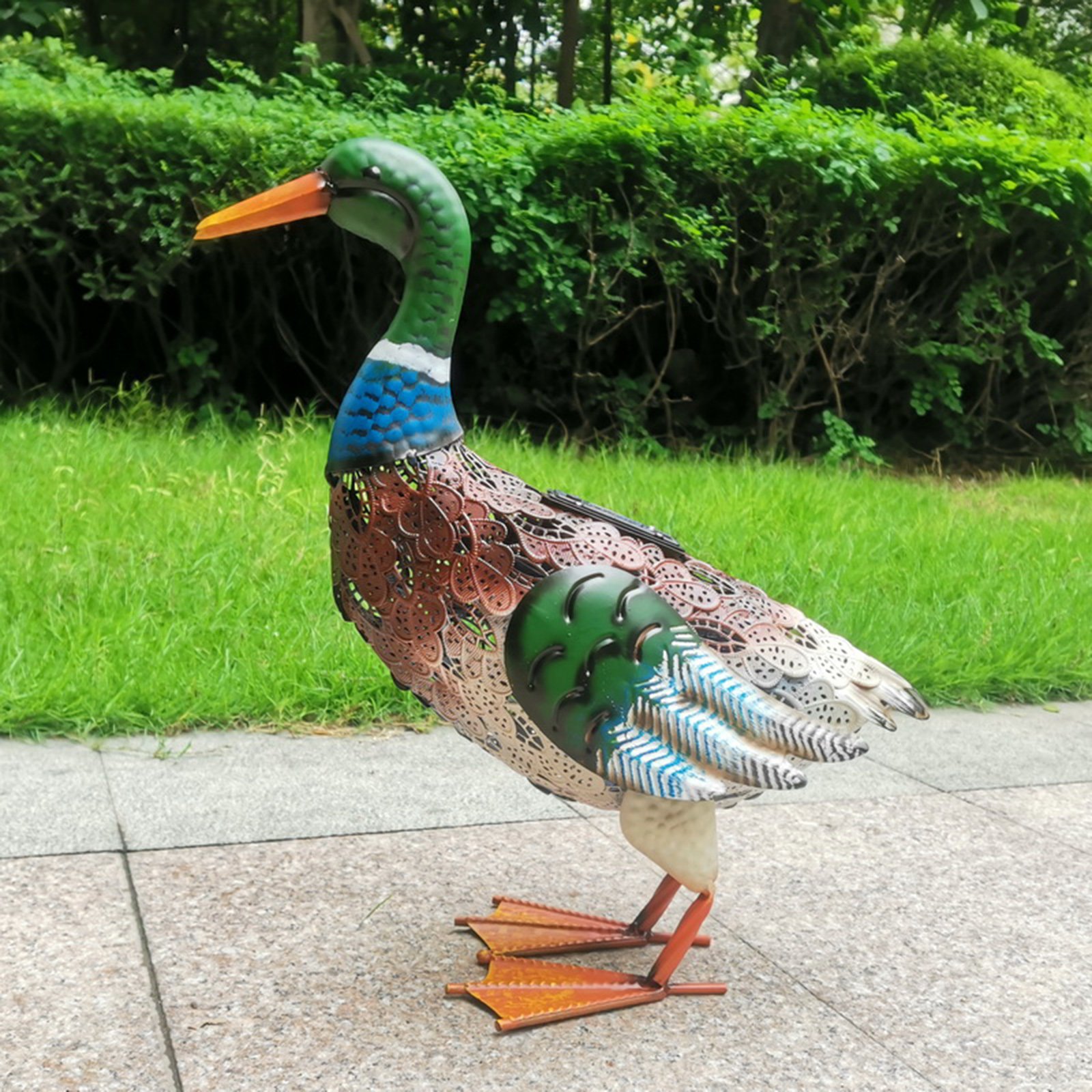 Garden Courtyard Outdoor Lawn Luminous Tin Animal Wrought Iron Swan ...